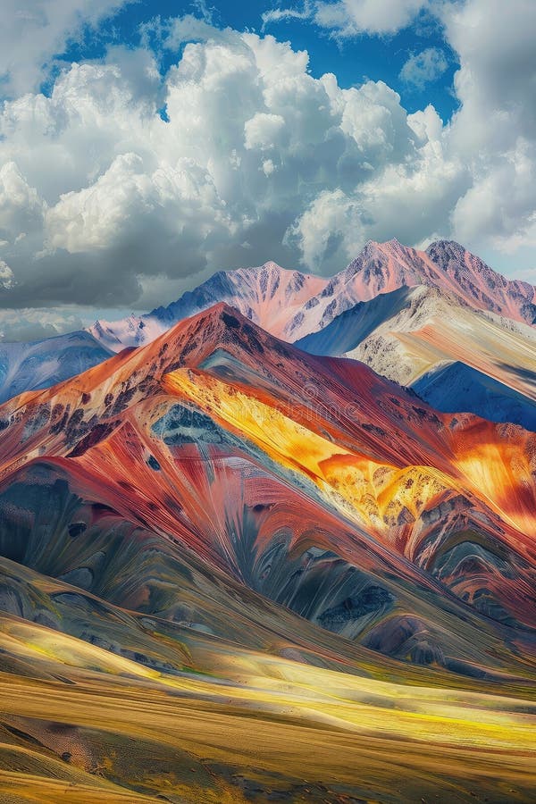 Painting Beautiful Mountains Drawing. Selective Focus Stock Photo ...