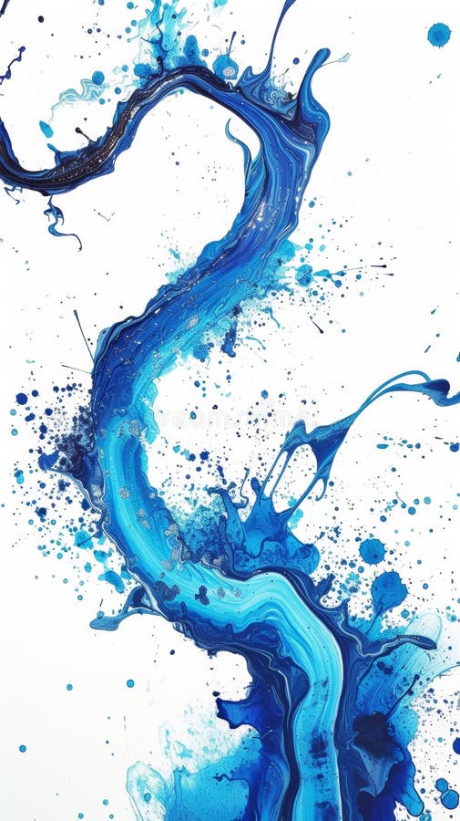 Painting of Blue and Black Paint on White Background Stock Photo ...