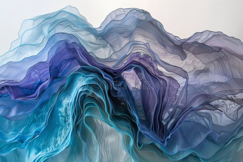 Painting of Blue and Purple Waves Creating a Dynamic Pattern on a White ...