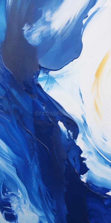 Contemporary Abstract Painting with Blue and Yellow Swirls Stock ...