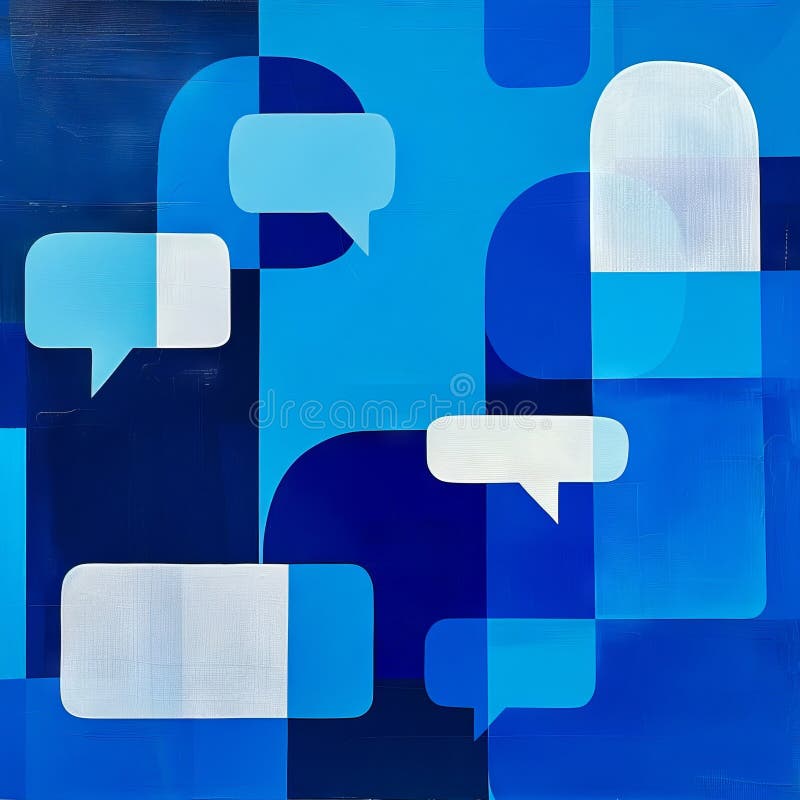 A Painting of Blue and White Speech Bubbles Stock Photo - Image of ...