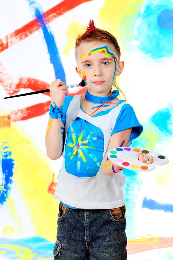 Painting boy stock photo. Image of drawing, game, portrait - 13205634