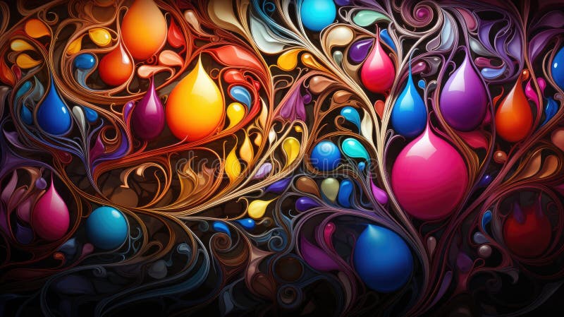 A Painting of a Bunch of Different Colored Drops. Stock Photo - Image ...