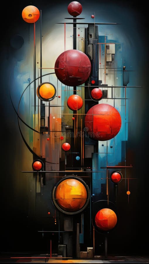 A Painting of a Bunch of Different Colored Objects. Stock Illustration ...