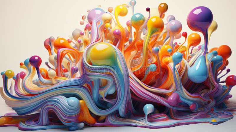 A Painting of a Bunch of Different Colored Objects. Generative Ai Stock ...