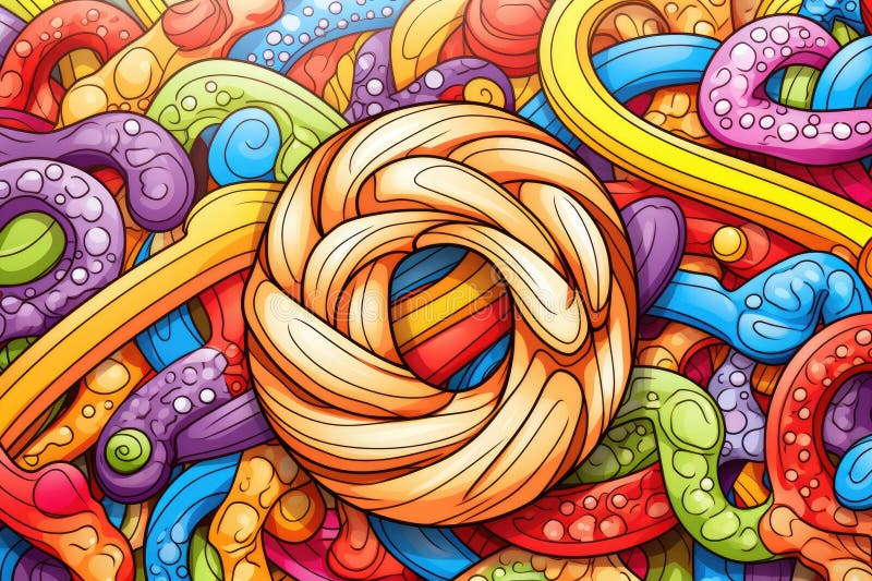 A Painting of a Bunch of Different Colored Objects in the Shape of a ...