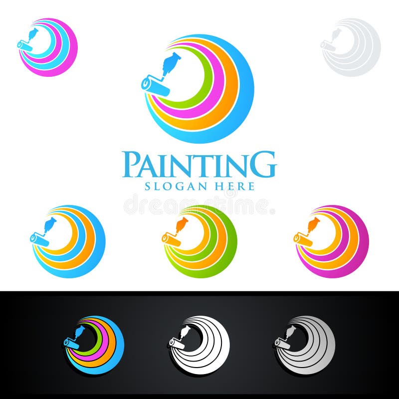 Painting Business Logo with Colorful Circle Represented Painting Logo ...