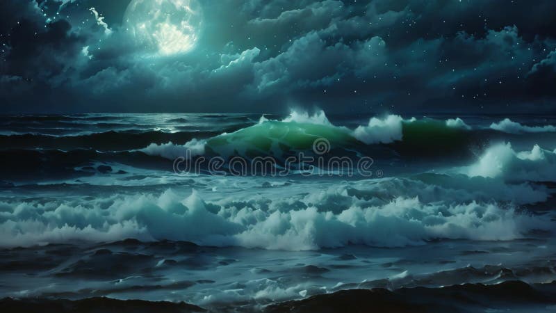 A Painting Capturing the Luminous Full Moon Casting Its Light Over the ...