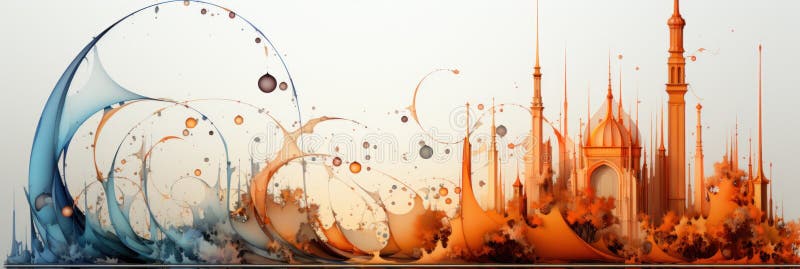 A Painting of a City with a Clock Tower in the Background. Generative ...