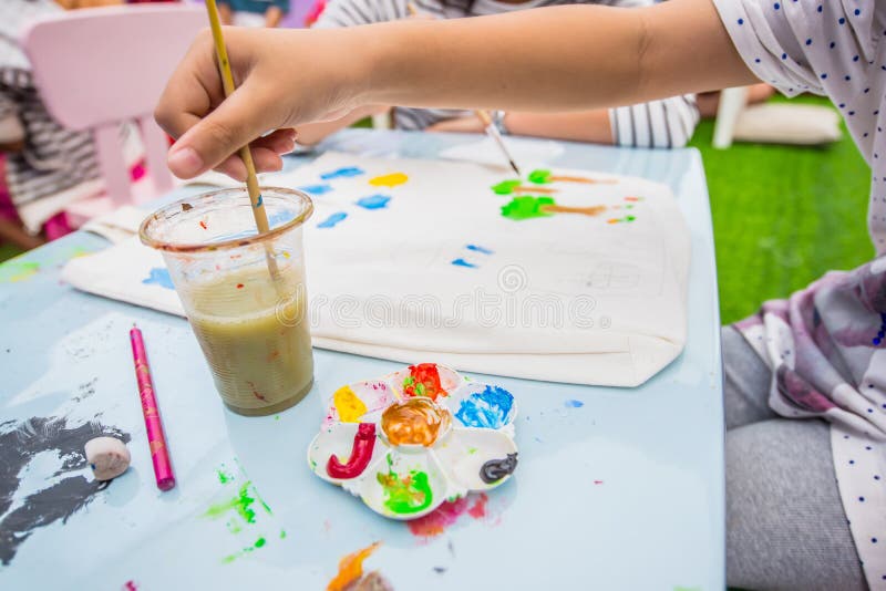 Painting Class with Mix Color Stock Photo - Image of child, childhood ...