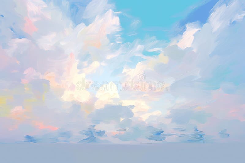 A Painting of Clouds in the Sky with a Blue Sky in the Back Ground and ...