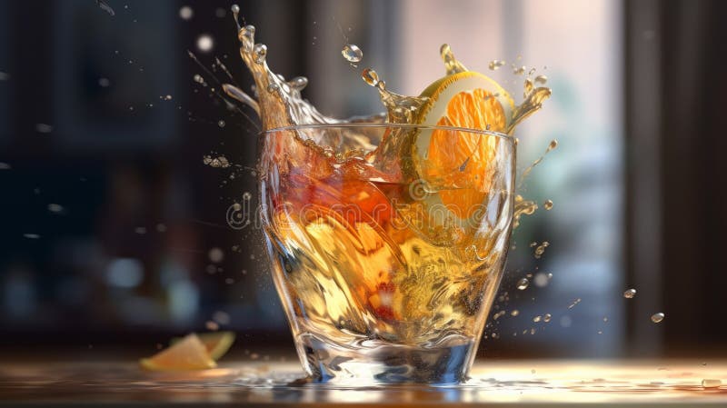 Painting of a Cocktail with Splash. Generative Ai Stock Photo - Image ...