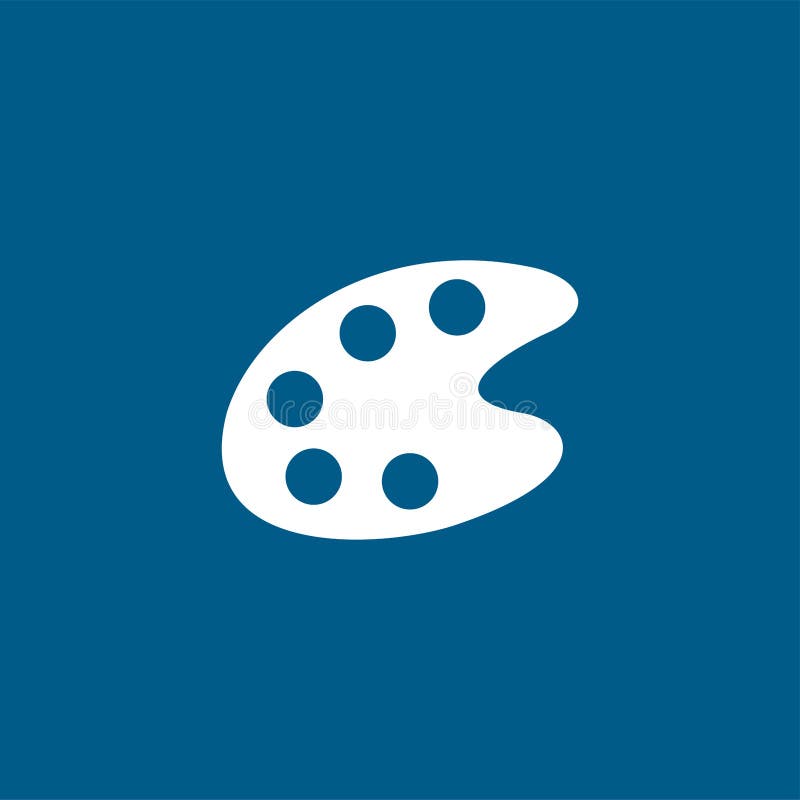 Painting Color Palette Icon on Blue Background. Blue Flat Style Vector ...