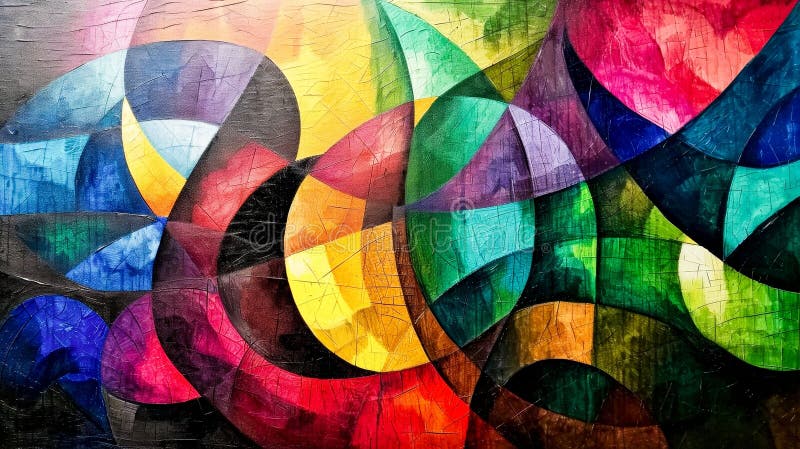 A Painting of a Colorful Abstract Design on the Wall, AI Stock Image ...