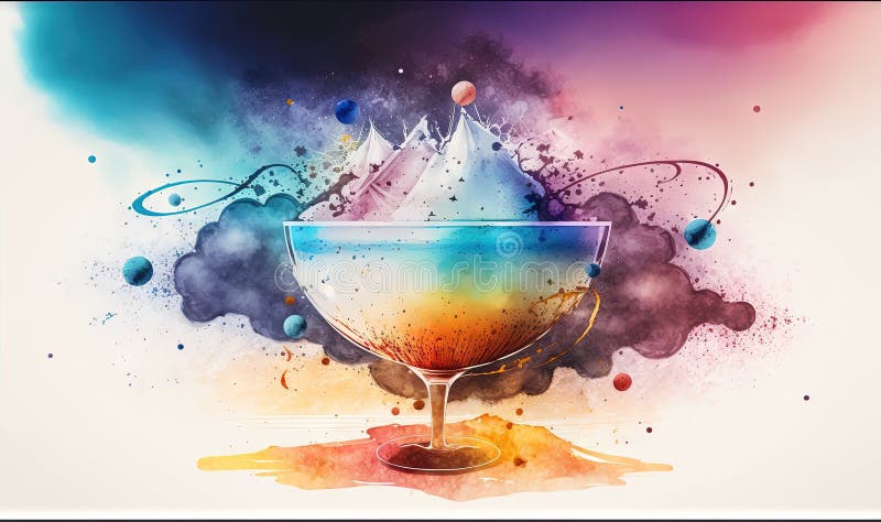 A Painting of a Colorful Drink with a Splash of Liquid Stock ...