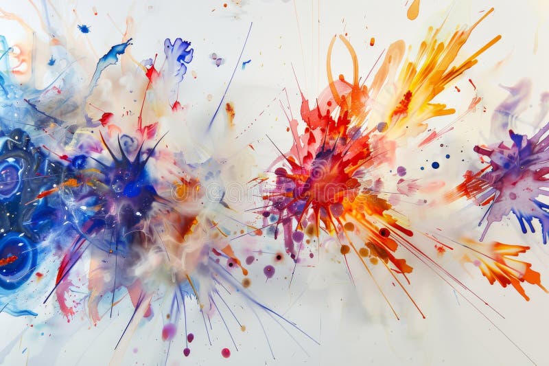 A Painting of a Colorful Explosion with Splatters of Paint Stock ...