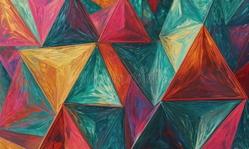 A Painting of a Colorful Pattern of Triangles with Different Colors ...