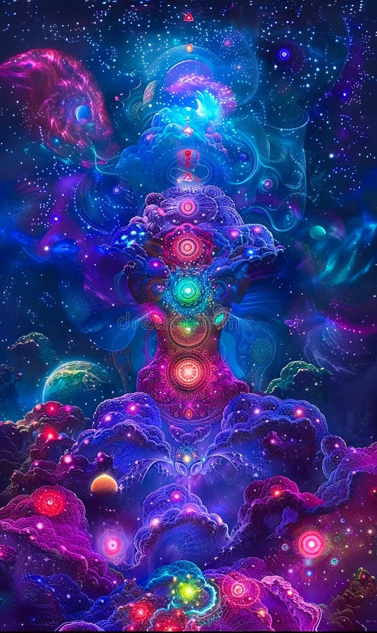 A Painting of a Colorful Space with Many Different Colors Stock Image ...