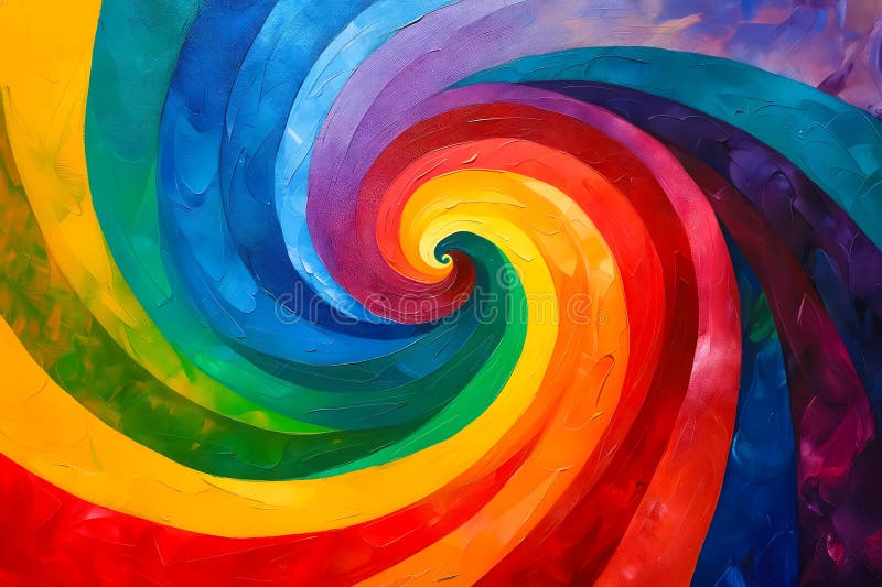 A Painting of a Colorful Spiral Design on a Colorful Background ...
