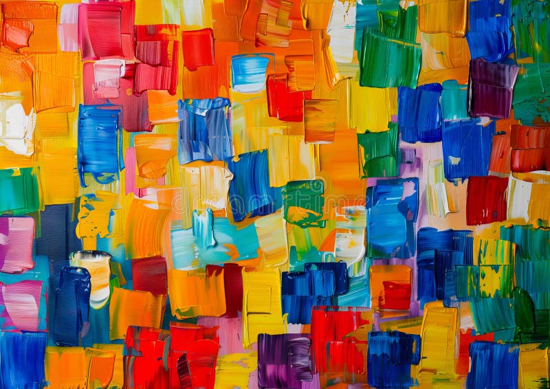A Painting of a Colorful Squares Stock Image - Image of color ...