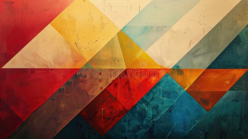A Painting of a Colorful Triangle Pattern on a Wall Stock Image - Image ...