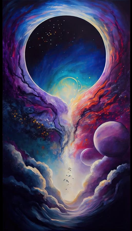 Painting cosmos landscape stock illustration. Illustration of modern ...