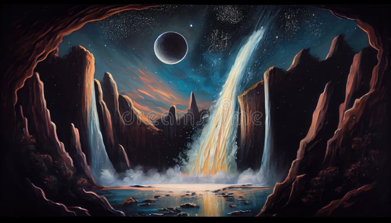Painting cosmos landscape stock illustration. Illustration of infinity ...
