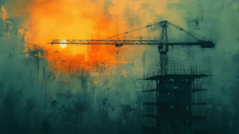 Painting of a Crane in Construction Site. Generative AI Stock ...