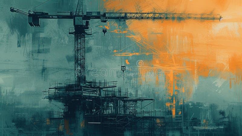 Painting of a Crane in Construction Site. Generative AI Stock ...