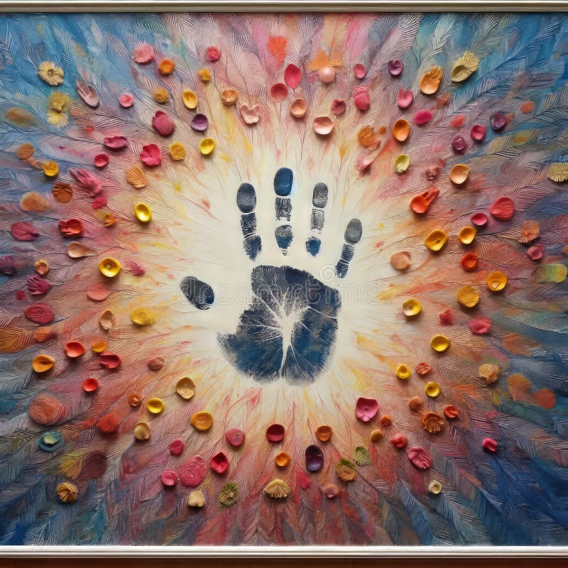 A Painting Created Using only Fingers and Palm Prints, Resultin Stock ...