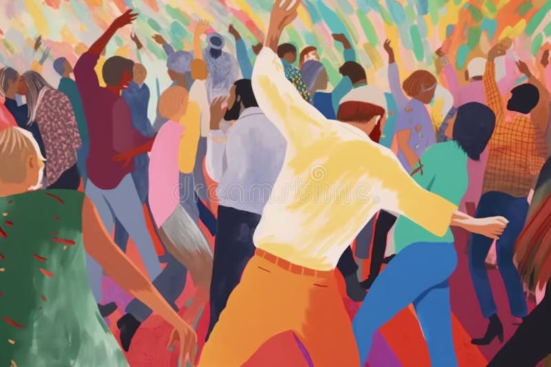 A Painting of a Crowd of People Dancing. AI Generative Image. Stock ...