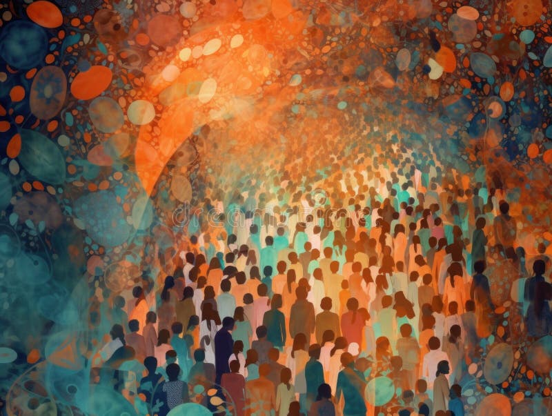 A Painting of a Crowd of People Standing in a Circle. Generative AI ...