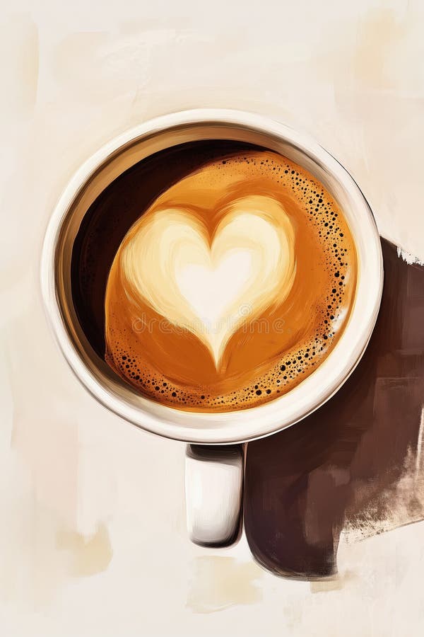 Painting of a Cup of Coffee Stock Illustration - Illustration of brewed ...