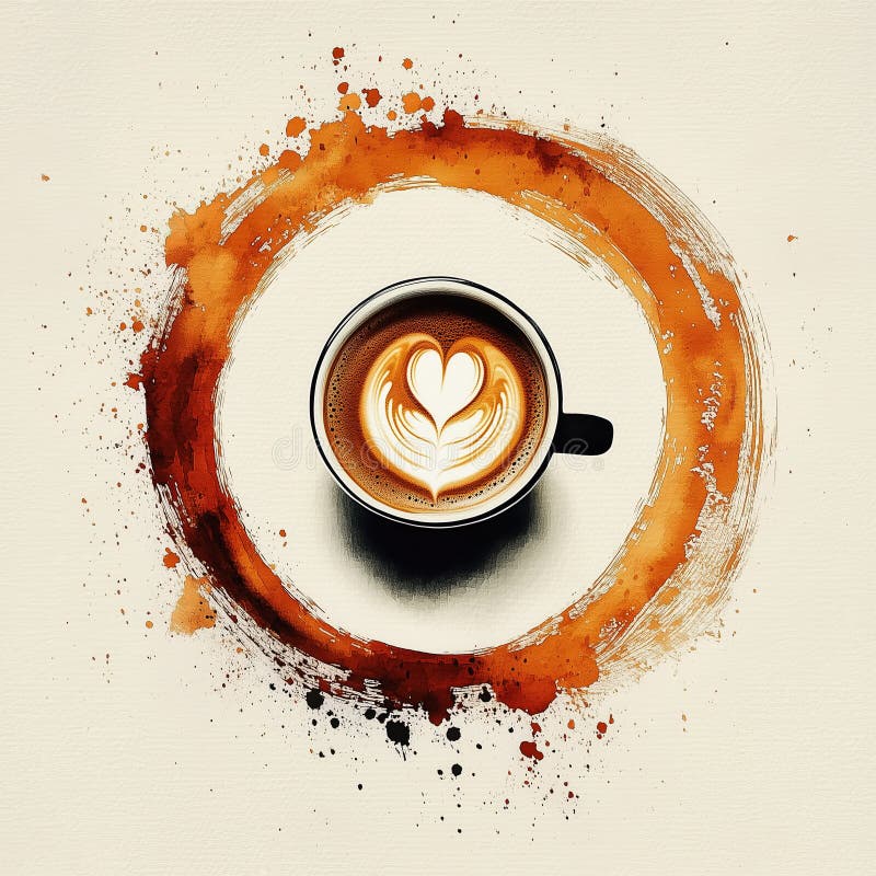 Painting of a Cup of Coffee Stock Illustration - Illustration of aroma ...