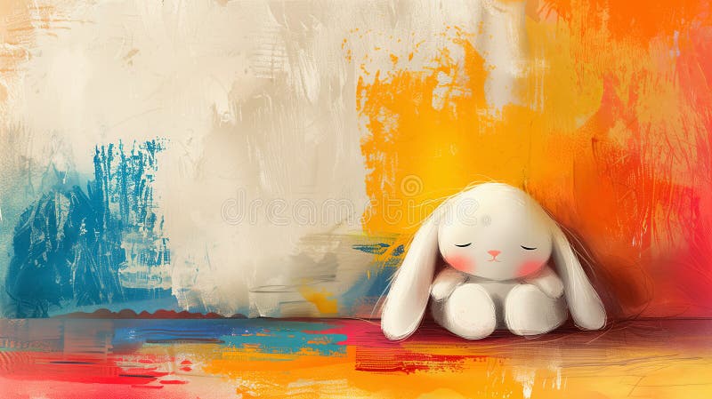 Painting of a Cute Young Bunny Stock Illustration - Illustration of ...