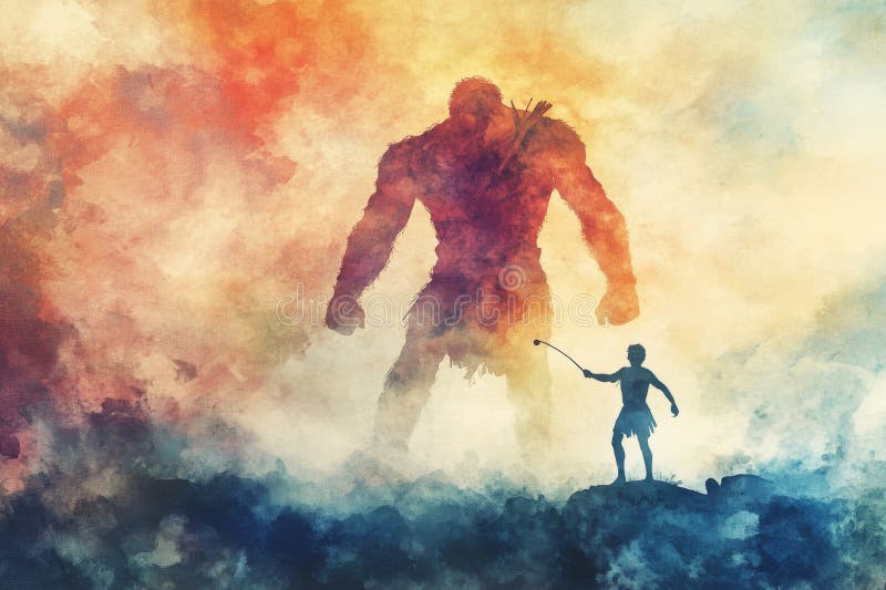 Painting of David and Goliath. Generative AI. Stock Illustration ...