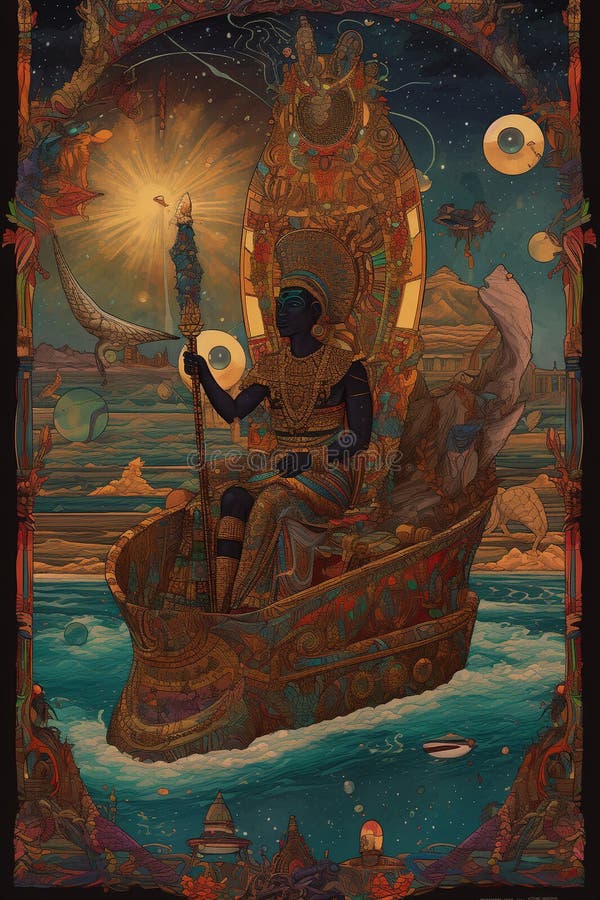 Egypt Pharaoh at the Controls of Space Ship Stock Illustration ...