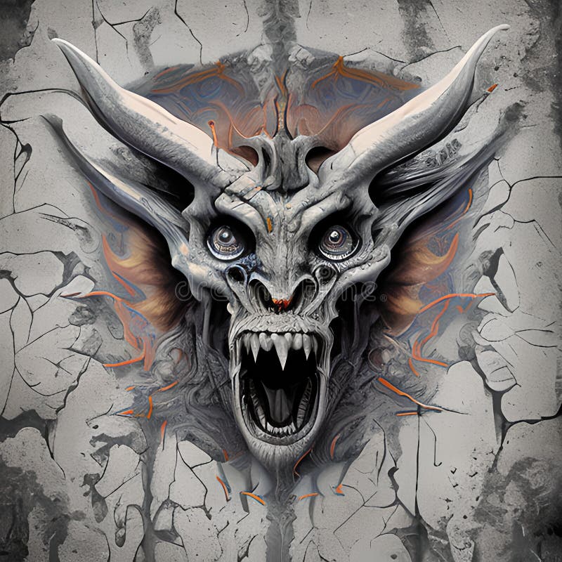 Painting Devil on the Wall, Generative AI Illustration Stock ...