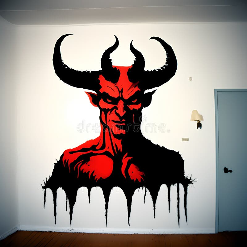 Painting Devil on the Wall, Generative AI Illustration Stock ...