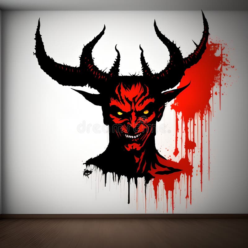 Painting Devil on the Wall, Generative AI Illustration Stock ...