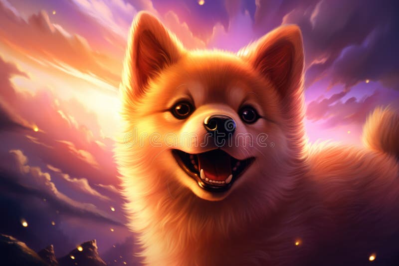 A Painting of a Dog with a Big Smile Stock Illustration - Illustration ...