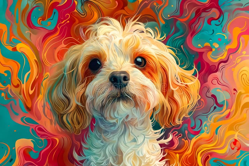 A Painting of a Dog with Flames in the Background. Generative AI Stock ...