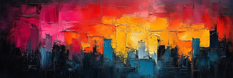 Painting Done with Warm and Cold Colors Stock Illustration ...