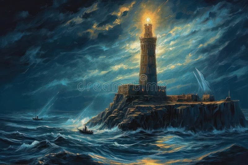 Painting from a Drawing of the Ancient Lighthouse of Alexandria in ...