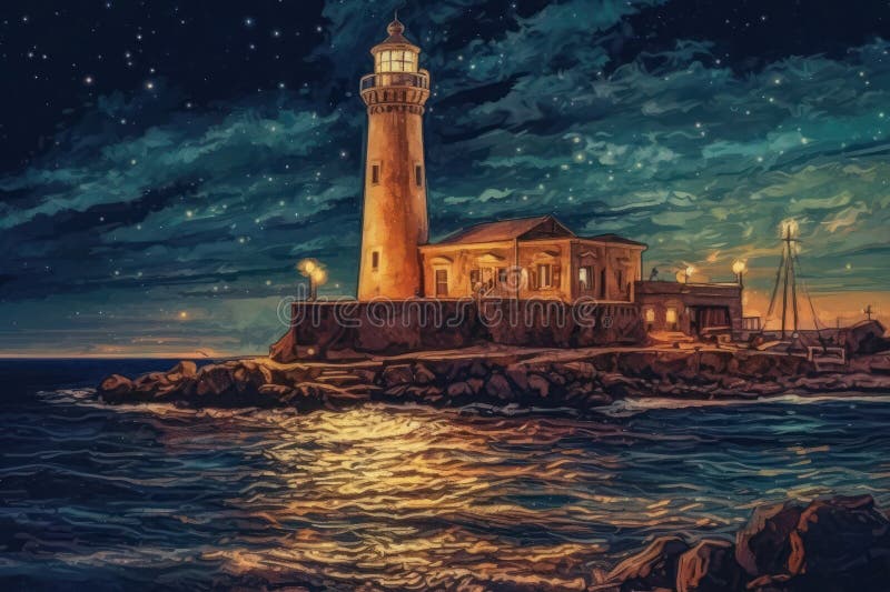 Painting from a Drawing of the Ancient Lighthouse of Alexandria in ...