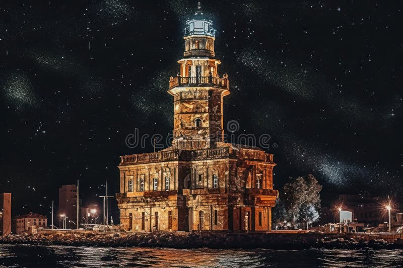 Painting from a Drawing of the Ancient Lighthouse of Alexandria in ...