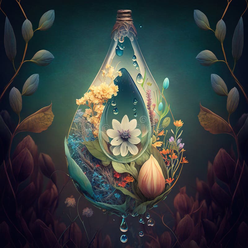 A Painting of a Drop of Water with a Flower Inside of it. Generative Ai ...