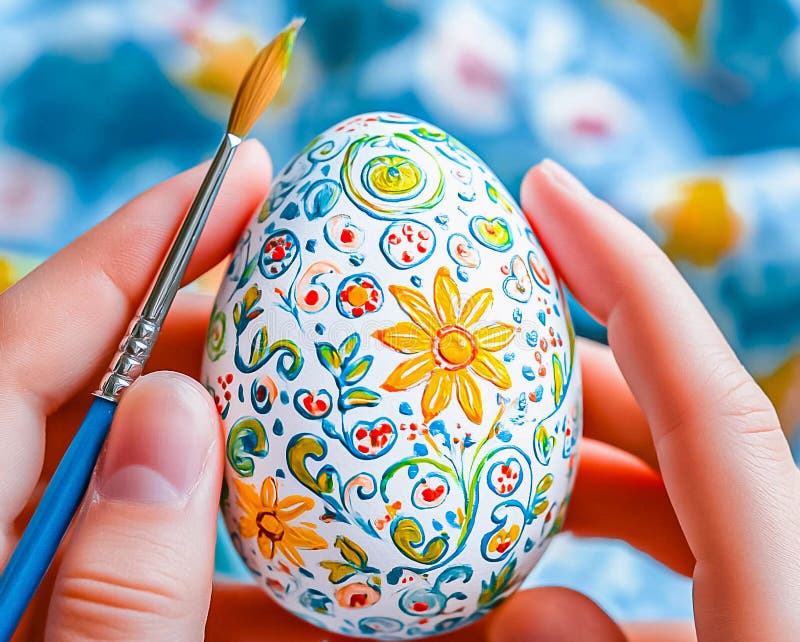 Painting Easter Eggs in Colorful Patterns, Easter Tradition Stock ...