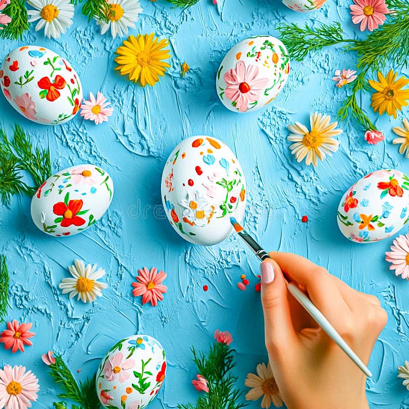 Painting Easter Eggs in Colorful Patterns, Easter Tradition Stock Image ...