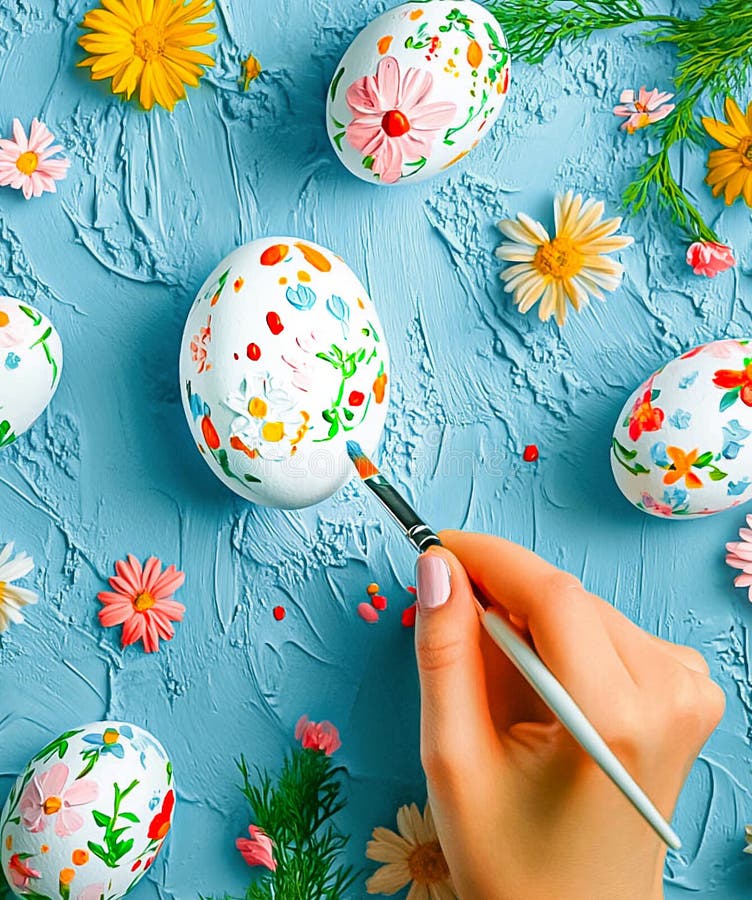 Painting Easter Eggs in Colorful Patterns, Easter Tradition Stock ...